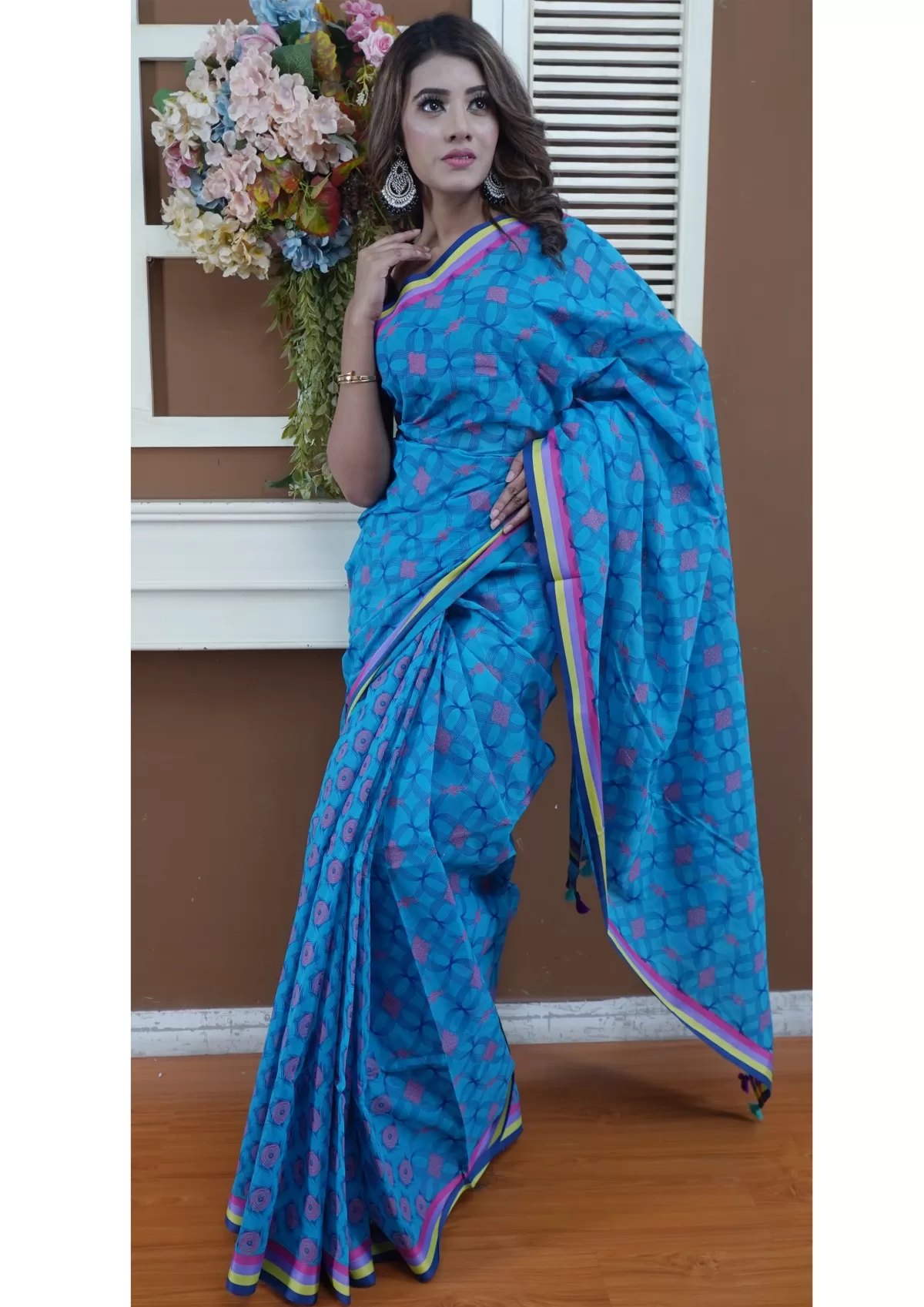 Screen Printed Half Silk Saree